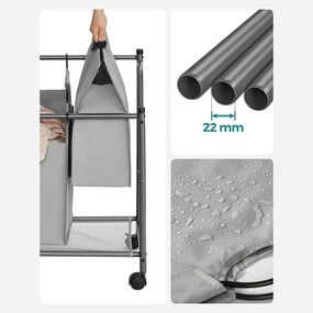 Prádelní koš na kolečkách 4 x 35l, se 4 vyjímatelnými taškami, šedá
