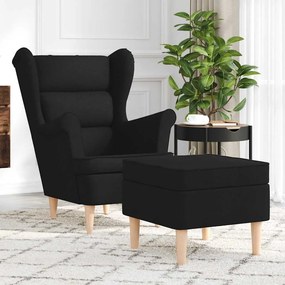 Křeslo s podnožkou černé textil 3307991