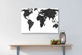 Obraz na korku černobílá mapa světa