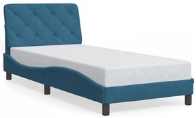 Postel s matrací modrá 90 x 190 cm samet 3208632