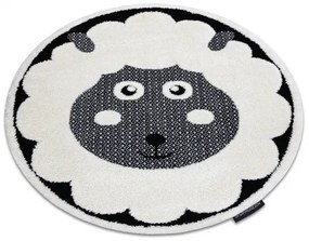 Kulatý dětský koberec JOY Ovečka krémový černý Rozměr: průměr 120 cm