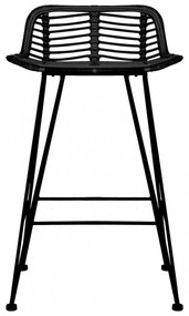 Barové židle 2 ks ratan / kov Dekorhome Černá