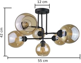Přisazený lustr MONDE BLACK 6xE27/60W/230V