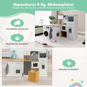 Costway Dětská kuchyňka set hrací kuchyňka s lehkým taburetem kávovar dávkovač