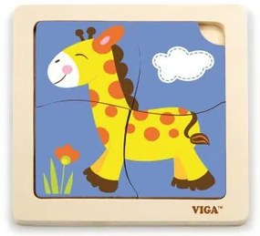 Viga Dřevěné puzzle - žirafa 4 dílky