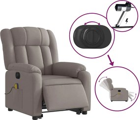 Elektrické zvedací masážní polohovací křeslo taupe textil 3205360