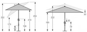 Zahradní středový slunečník Knirps KNIRPS APOLL 260 x 165 cm - Přírodní