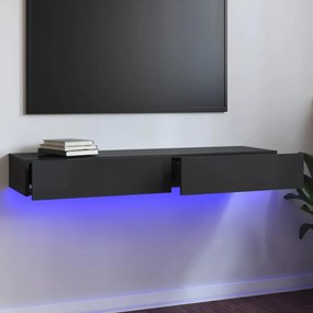 TV skříňka s LED osvětlením šedá vysoký lesk 120 x 35 x 15,5 cm - Default Title