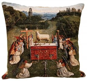 Gobelínový povlak na polštář  - L’adoration by Jan van Eyck