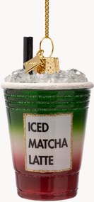 Ručně foukaná vánoční ozdoba Strawberry Iced Matcha