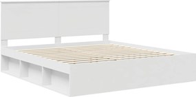 Rám postele s čelo Bílá 200 x 200 cm Masivní borové dřevo 3409309