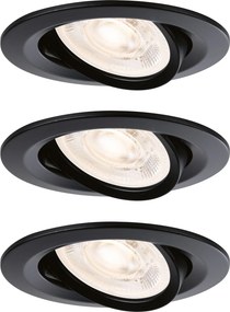 P 92418 LED vestavné svítidlo Nova Plus GU10 Flat IP65 93mm 3x4,9W 230V stmívatelné 2700K černá mat - PAULMANN