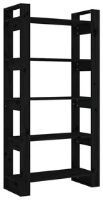 vidaXL Knihovna / dělicí stěna černá 80 x 35 x 160 cm masivní dřevo