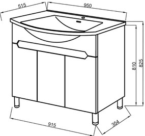 Lavedo Estel 95 koupelnová skříňka s umyvadlem z litého mramoru