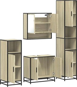 4dílný set koupelnového nábytku dub sonoma kompozitní dřevo 3301216