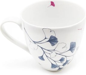 Porcelánový hrnek Ginkgo, 670 ml – s autorskou ilustrací větvičky, český porcelán