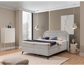Světle šedá boxspring postel s úložným prostorem 160x200 cm Ornes – Ropez