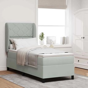 Postel s boxspringem s čelo Světle šedá 200 x 80 cm samet 3340952