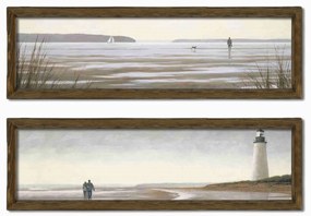 Sada obrazů Lighthouse 2 ks 19x70 cm hnědá