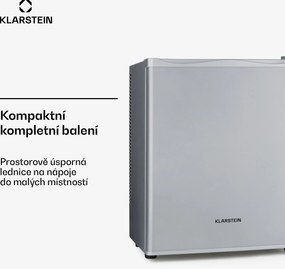 Klarstein Happy Hour 23, minibar, 23 l, 5-15 °C, energetická třída G, tichý, 25 dB, LED osvětlení, stříbrný