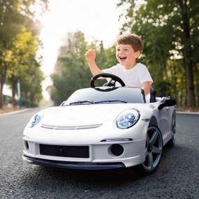 AIYAPLAY dětské auto 3-5 let s oficiální licencí RUF GT, dálkové ovládání, bezpečnostní pás a hudba, bílé