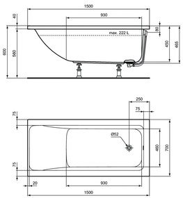 Ideal Standard Connect Air - Vana 150x70 cm, Bílá, T361301