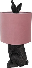 Černá stolní lampa králík s růžovým stínidlem Konijn – 20x43 cm