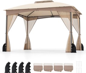 Costway Altán skládací pavilon s 4 pytli s pískem a 4 moskytiérou a – 3 × 3,6 m