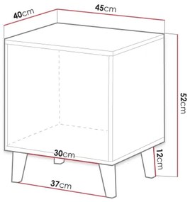 SADA 2x Noční stolek VAMOS 52x45 cm antracit