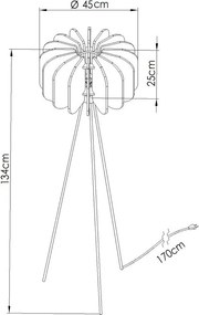 Béžová stojací lampa s textilním stínidlem (výška 134 cm) Elom – Sollux