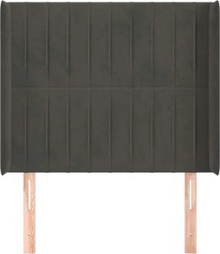 Čelo postele typu ušák tmavě šedé 83x16x118/128 cm samet 3119849