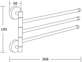 Nástěnný věšák na ručníky MEXEN - 3 ramenný - zlatý, 7039243-50
