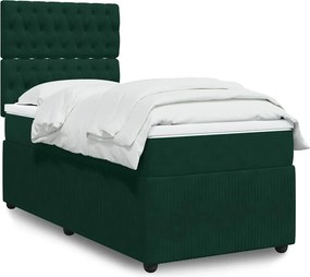 Box spring postel s matrací tmavě zelená 90x190 cm samet 3292223