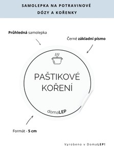 Samolepka na kořenky PAŠTIKOVÉ KOŘENÍ průhledná 5 cm základní písmo