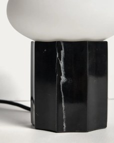 Bílá/černá kovová stolní lampa se skleněným stínidlem (výška 20 cm) Idela – Kave Home