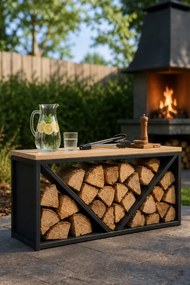 IQ Garden Stojan na dřevo s lavicí 104 cm IGNIRA 327266
