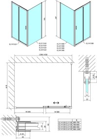 Polysan Easy Black sprchový kout obdélníkový 140 x 70 x 190 cm posuvné černá čiré sklo EL1415B-01