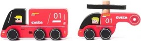 CUBIKA 15559 Hasiči - dřevěné autíčko s helikoptérou / od 3 let