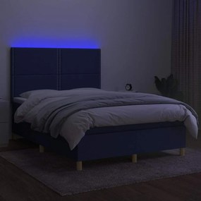 Box spring postel s matrací a LED modrá 140x200 cm textil 3135363