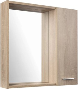 Aqualine Zoja - Zrcadlová skříňka s LED osvětlením, 60x60x14 cm, 1 dvířka, pravá, dub platin 45028S