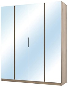 Šatní skříň KAJA 4LU | 200 cm | se zrcadly | VYSOKÁ | evoke/černá