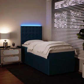 Box spring postel s matrací modrá 90 x 200 cm samet 3294554