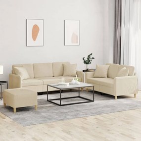 3dílná sedací souprava s polštáři krémová textil 3202144