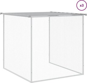 Klec pro kuřata se střechou světle šedá 403 x 98 x 90 cm ocel 3189055