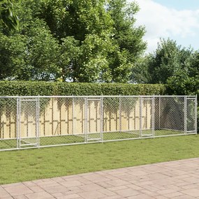 Klec pro psy s dvířky šedá 10 x 2 x 1,5 m pozinkovaná ocel 3209576