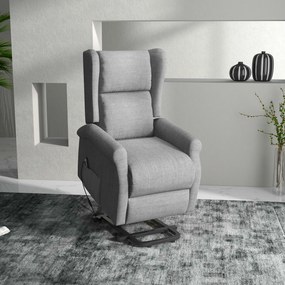 HOMCOM Relaxační křeslo, pomůcka při vstávání, polohovací funkce, do 200 kg, 72,5x94x109 cm, šedé