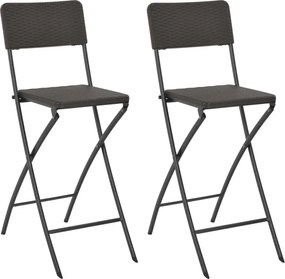 vidaXL Skládací barové židle 2 ks HDPE a ocel hnědé ratanový vzhled [44558]