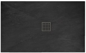 Rea BLACK ROCK- Akrylátová sprchová vanička 80 x 120 x 3,5 cm + sifon, černá, REA-K4579