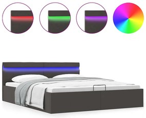 Rám postele s úložným prostorem LED tmavě šedý textil 160x200cm 285604
