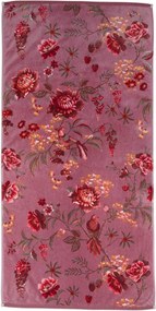 Pip Studio ručníky z bavlněného froté Secret Garden, mauve (Luxusní ručníky z bavlněného froté v designu Secret Garden v barvě mauve)